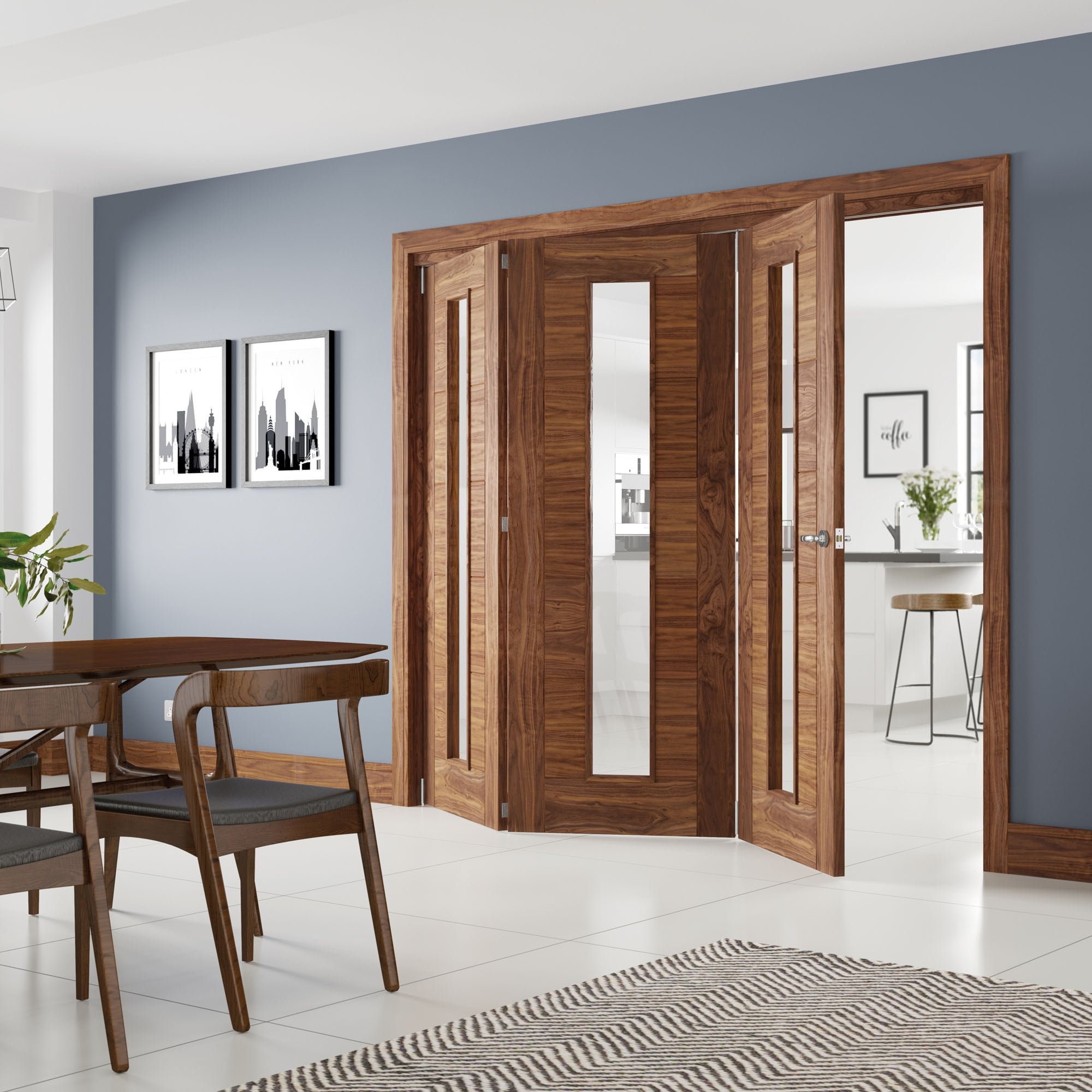Deanta B-Grade Walnut Internal Fully Finished Fold Room Divider Kit ...