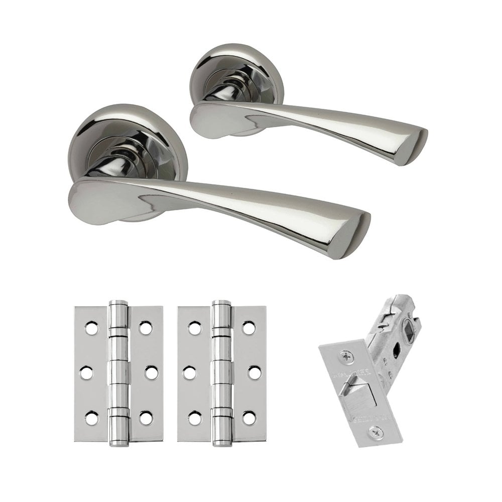 Intelligent Hardware Zeta Lever On Round Rose Handle Set - Polished Chrome