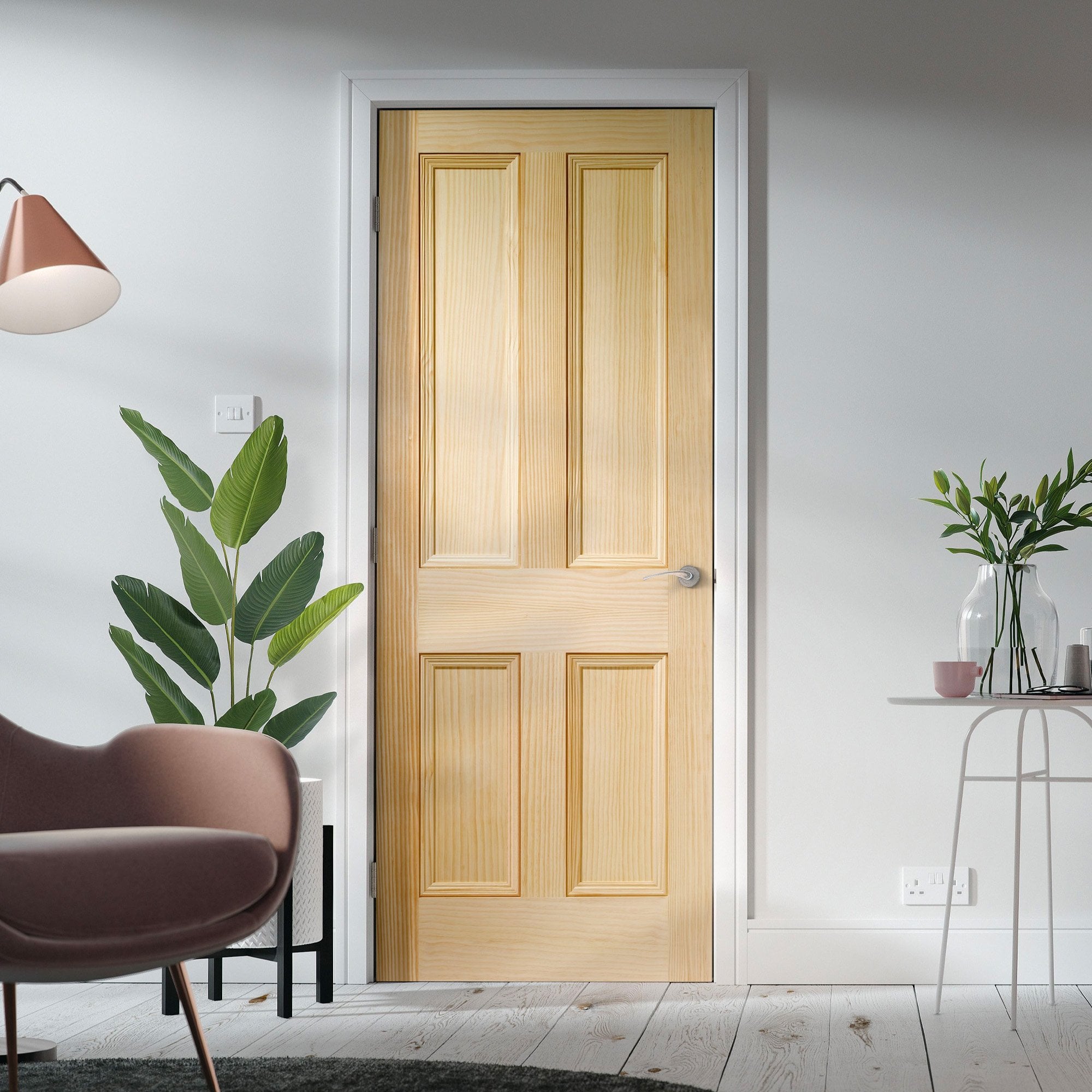 Liberty Doors Internal Pine Unfinished 4 Panel Edwardian Door (119161 ...