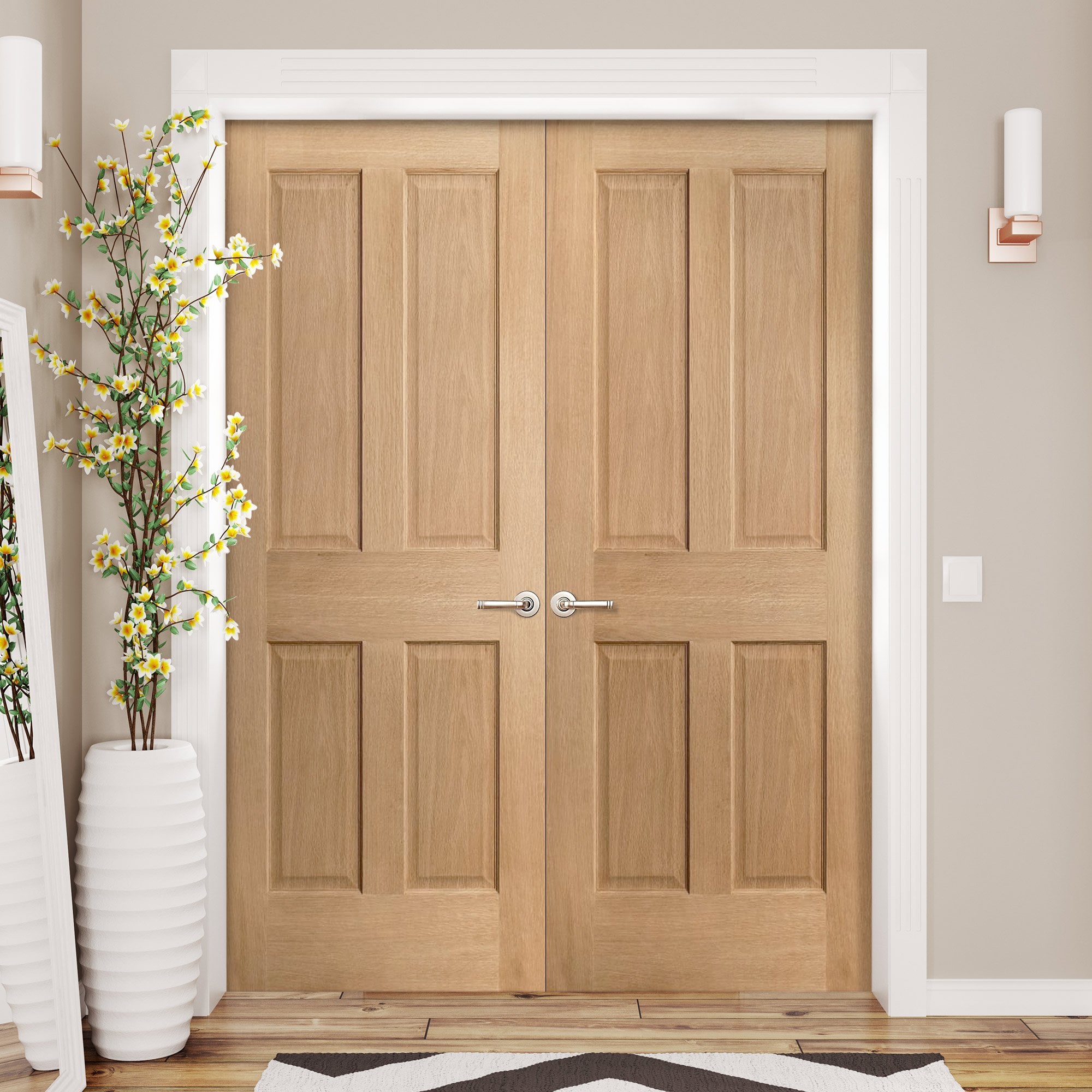 Liberty Doors Internal Oak Unfinished Traditional Victorian 4 Panel ...
