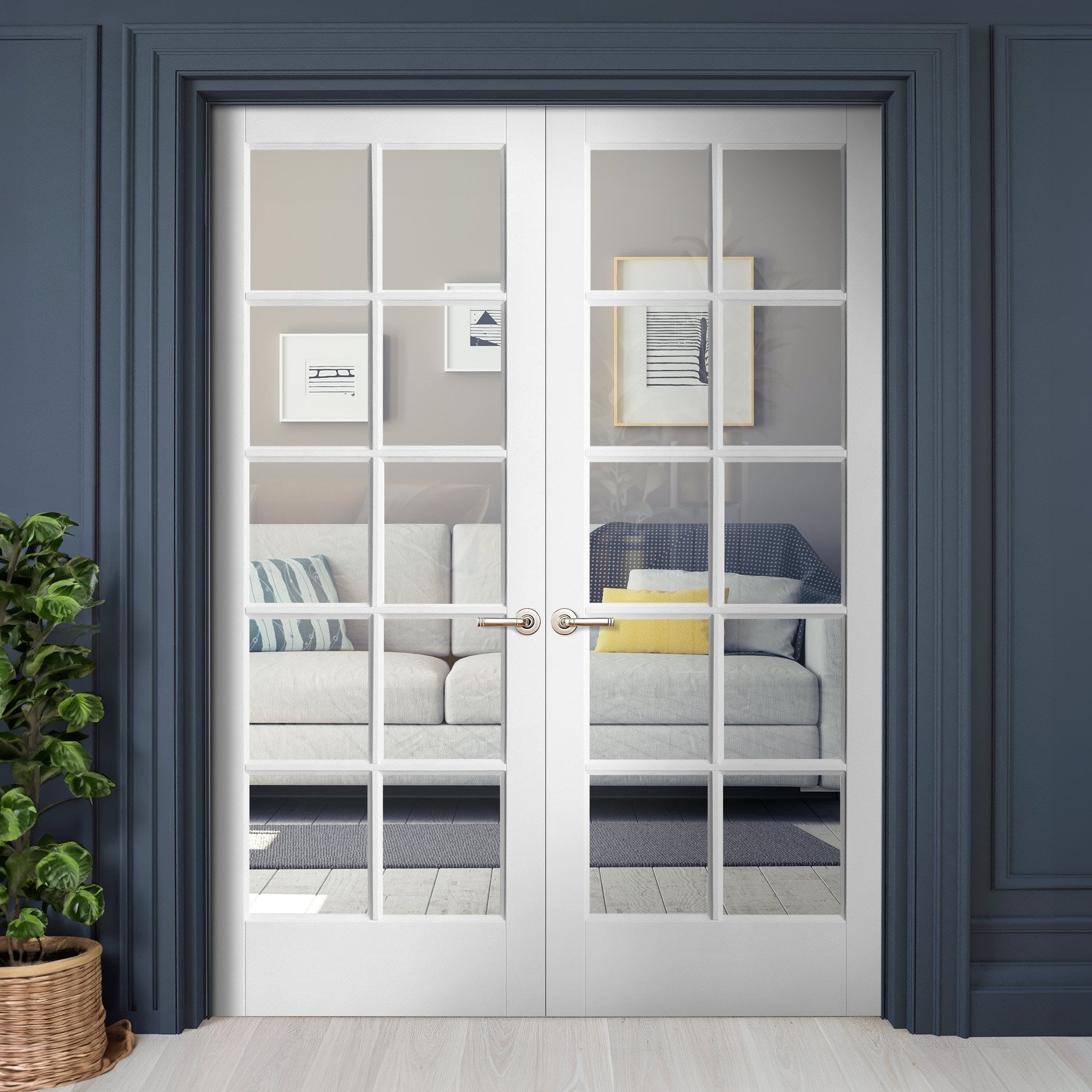 Liberty Doors Internal White Primed SA 10 Light Clear Glass Pair Door ...