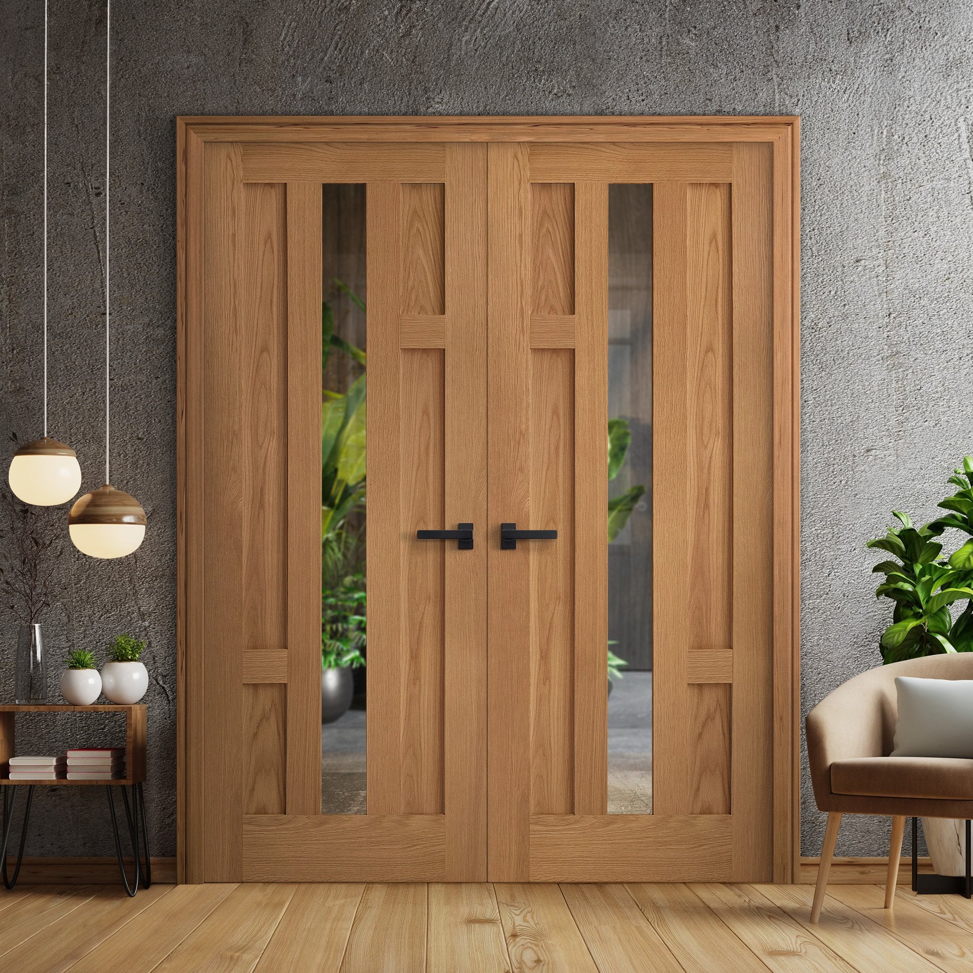 Liberty Doors Internal Oak Fully Finished Stamford 4 Panel 1 Light ...
