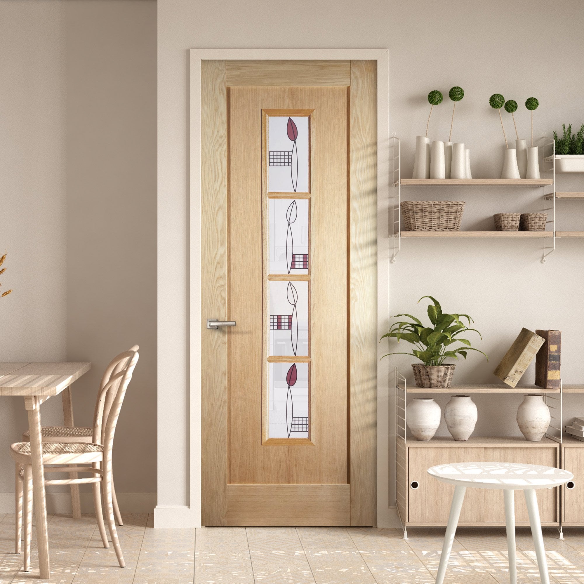 Jeld-Wen Oak Internal Unfinished Mackintosh 4 Light Clear Glass Door ...