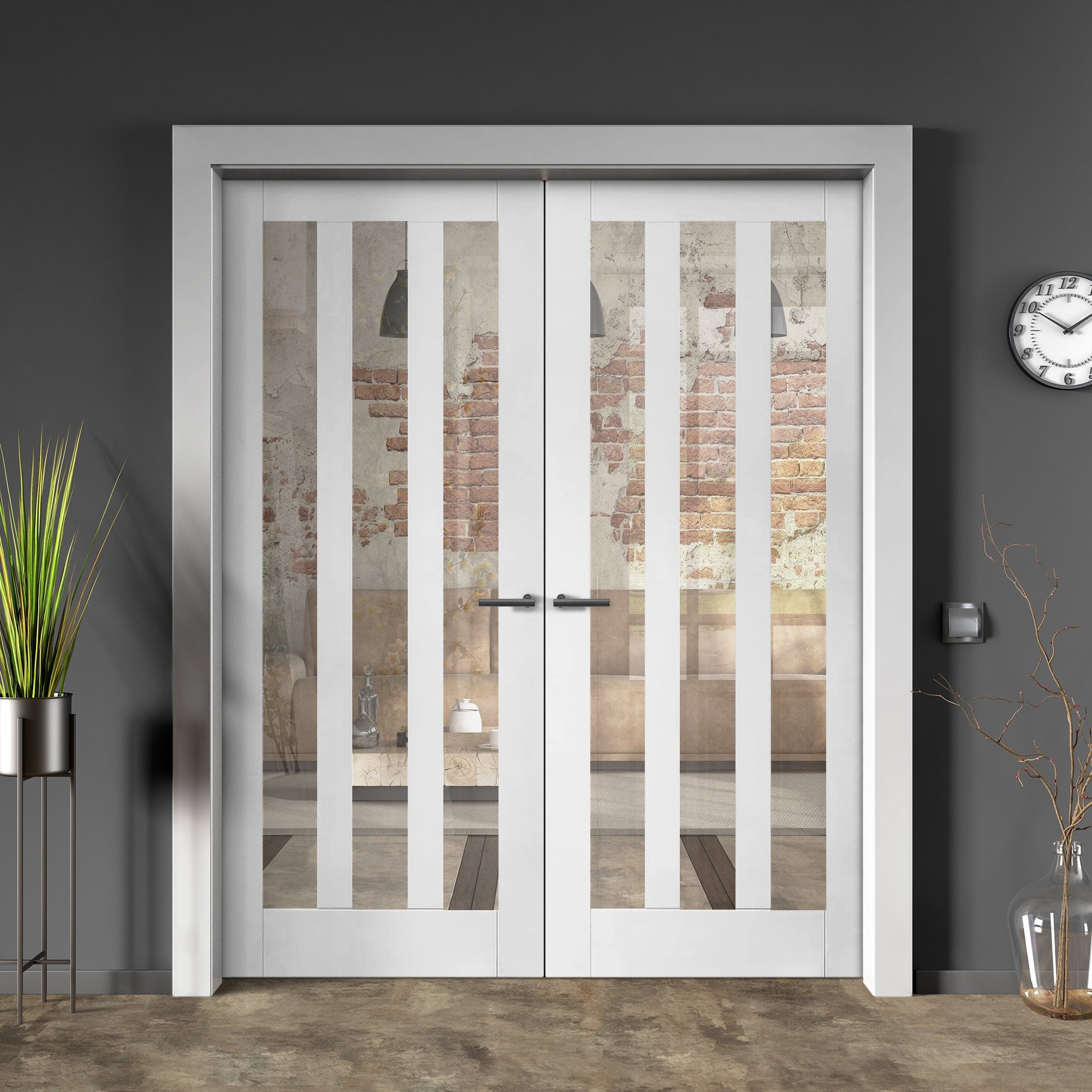 Liberty Doors Internal White Primed Ashton 3 Light Glazed French Door ...
