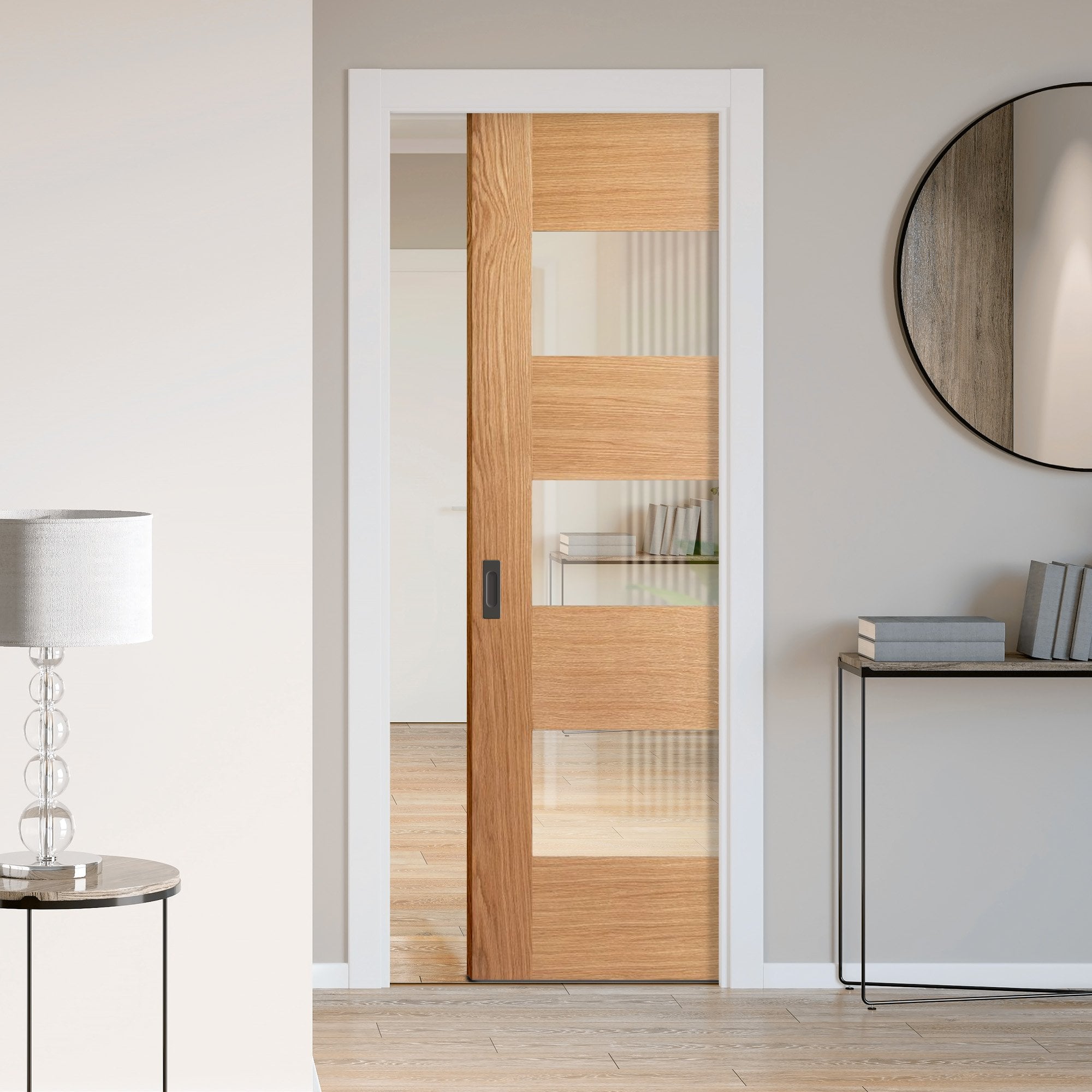 Liberty Doors Oak Fully Finished Internal Edison 7 Panel 3 Light Glazed ...