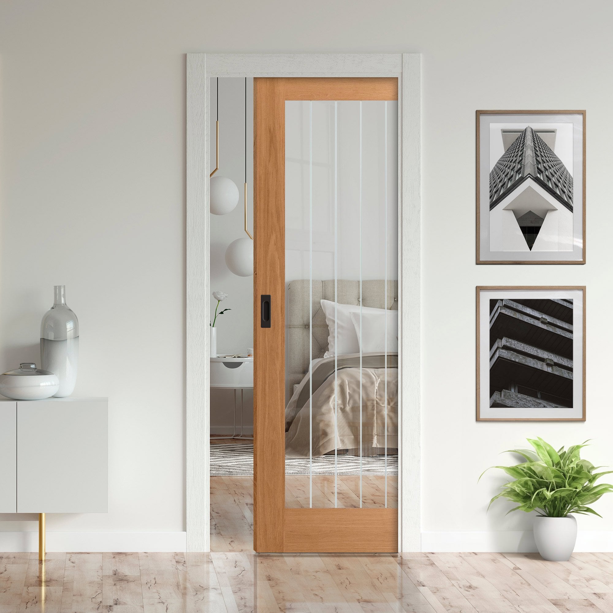 Liberty Doors Oak Fully Finished Internal Farley 1 Light Obscure Lined ...