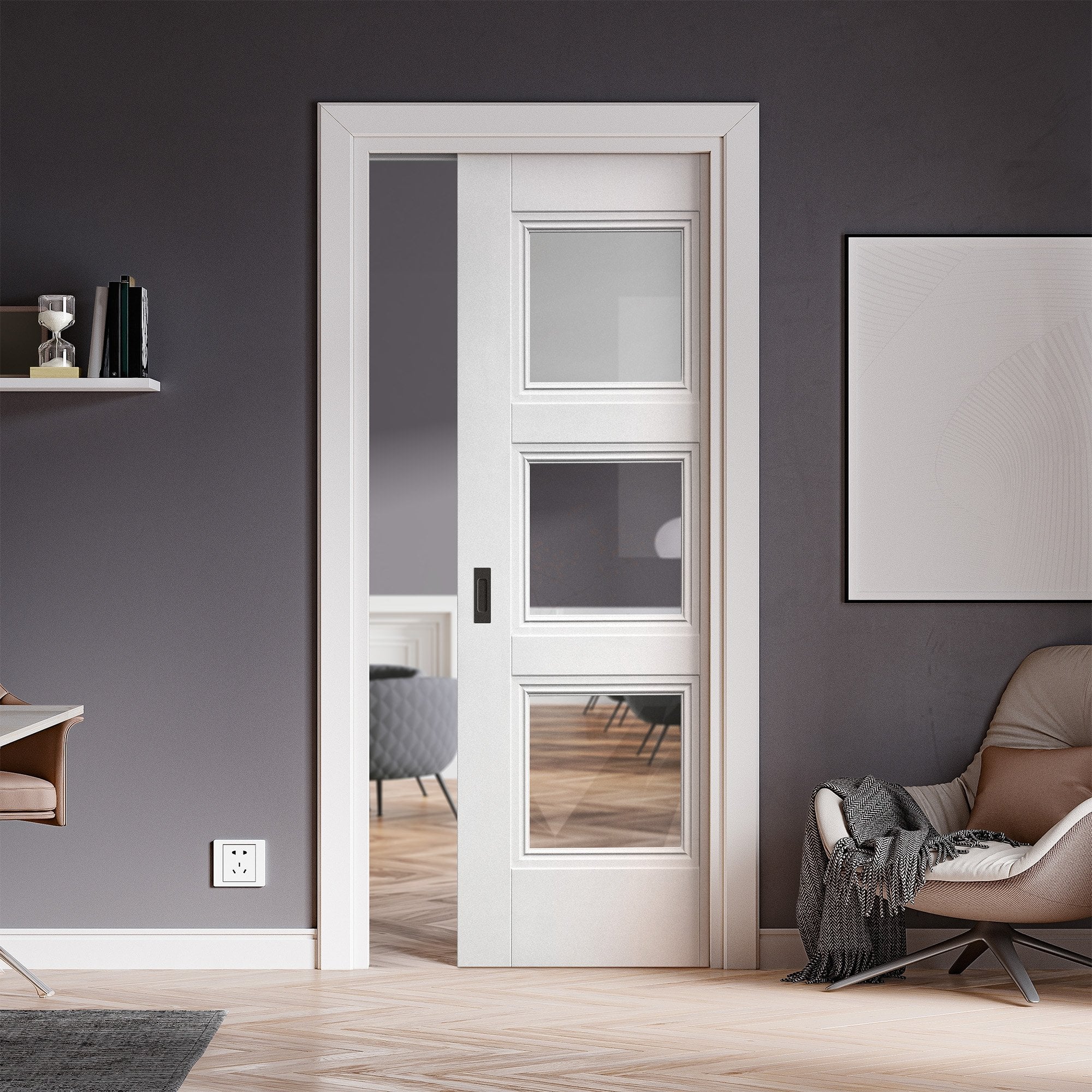 Liberty Doors White Primed Internal Elegance Ripley 3 Light Clear Glass ...