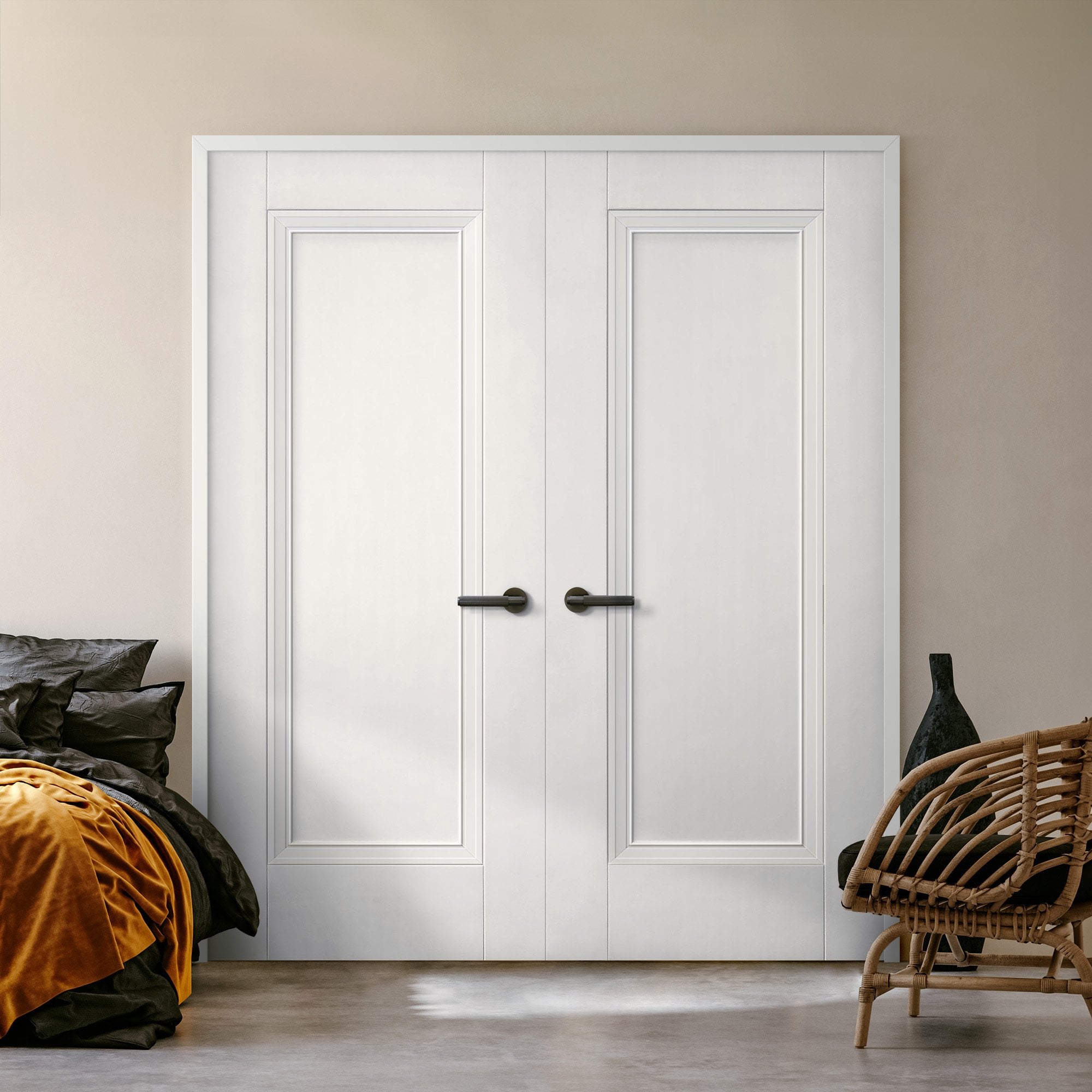Liberty Doors Internal White Primed Elegance Lancaster 1 Panel Pair ...