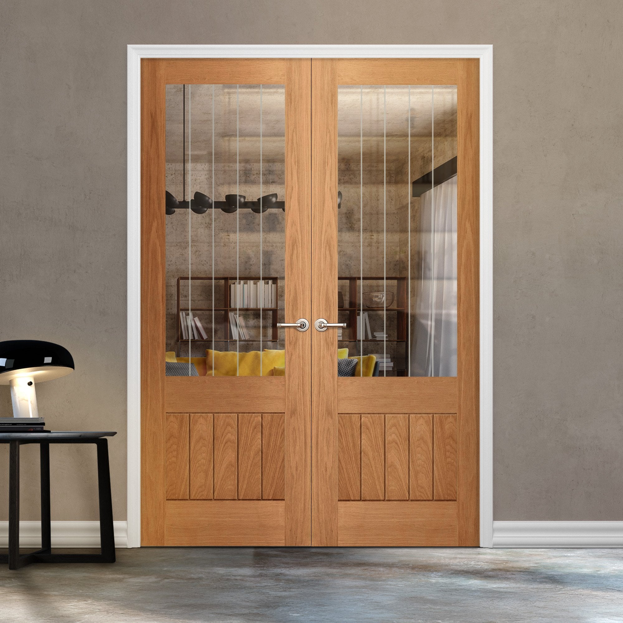 Liberty Doors Internal Oak Fully Finished Farley 1 Panel 1 Light ...
