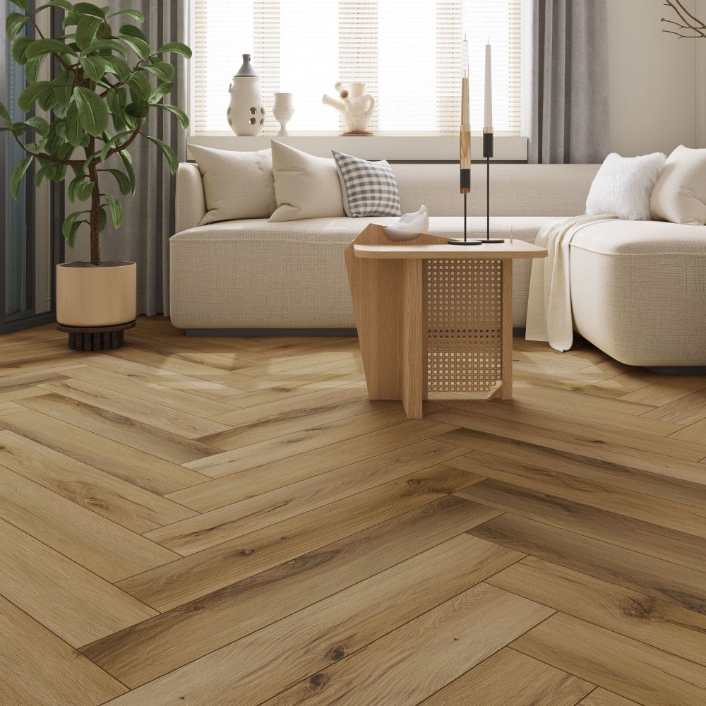 Leader-Tec Quesnel Oak - Foundation Herringbone LVT 5mm Anti-Microbial ...
