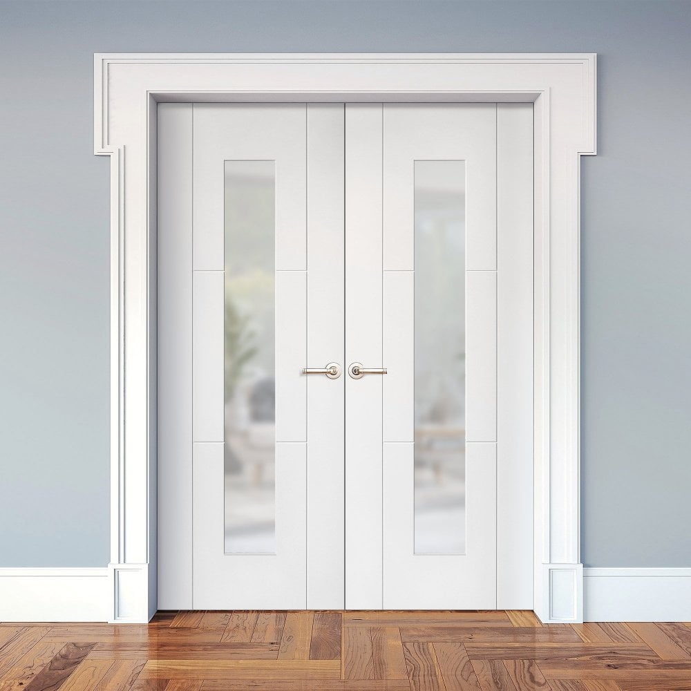 Liberty Doors Internal White Primed Trent 3 Panel 1 Light Obscure Glass ...