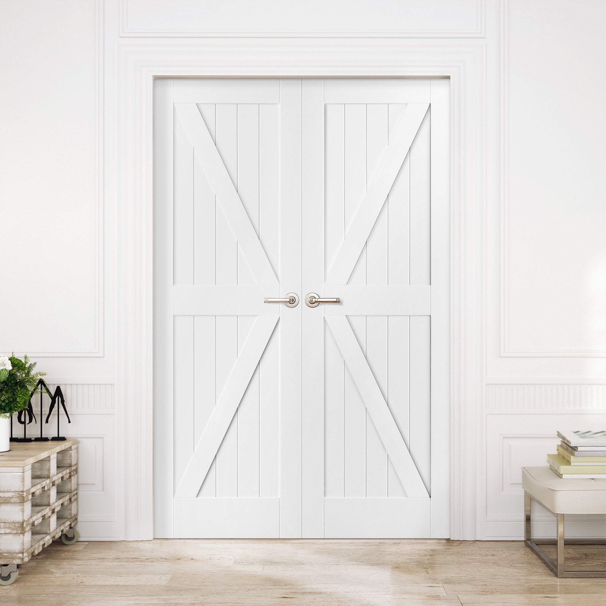 Liberty Doors Internal White Primed Barn FLB Pair Door (121403)