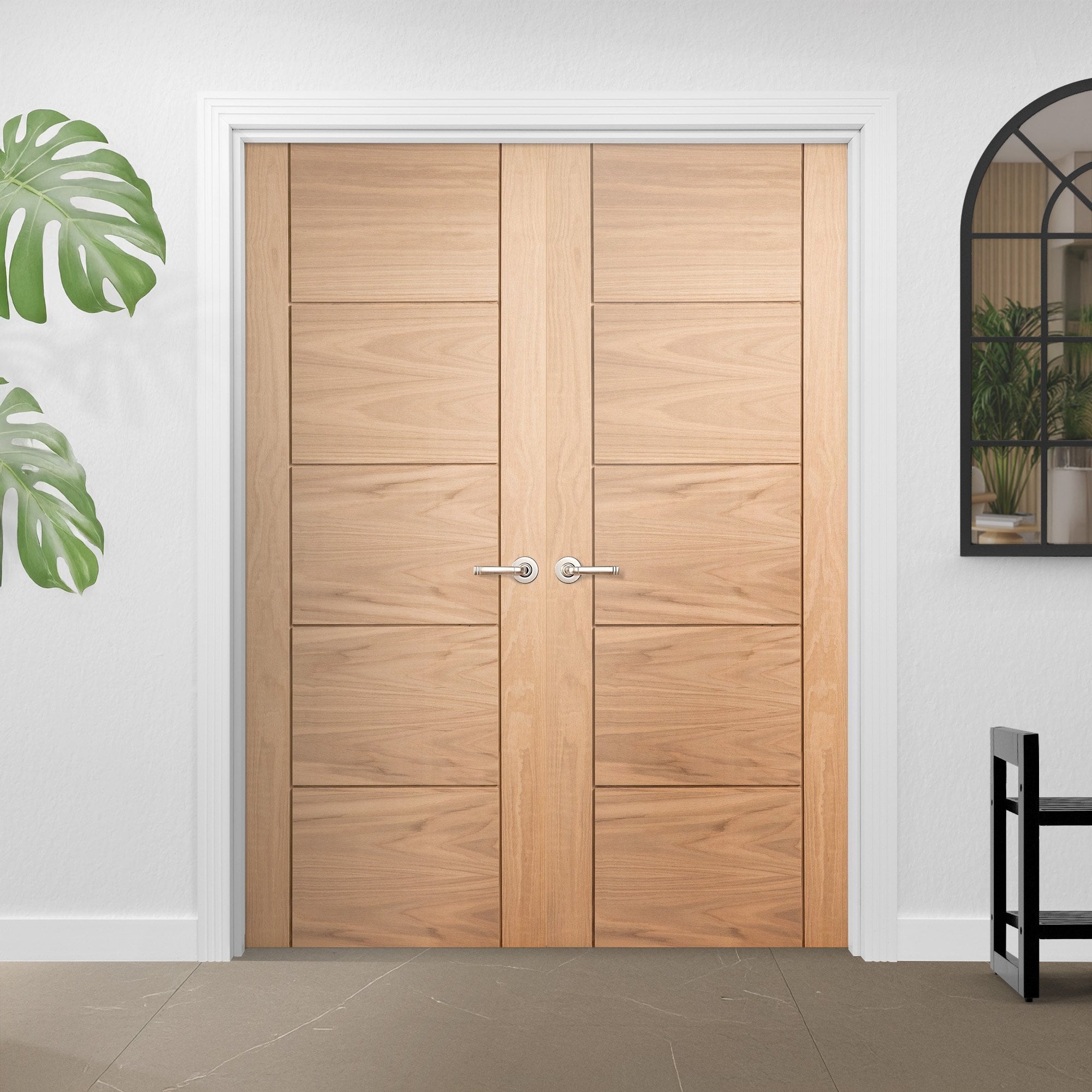 Liberty Doors Internal Oak Unfinished Parma 5 Panel Pair Door
