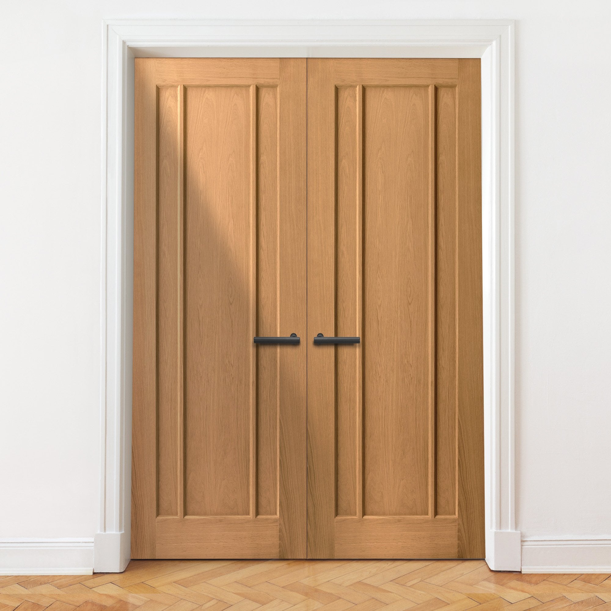 Liberty Doors Internal Oak Unfinished Toledo 3 Panel Pair Door (121388)