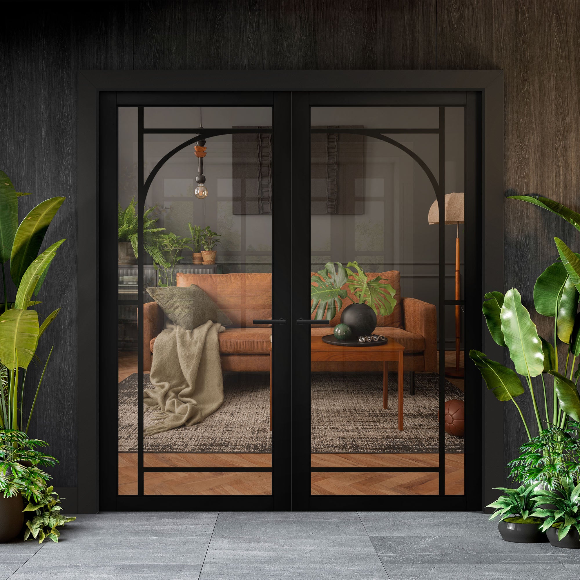 Liberty Doors Jet Black Internal Fully Finished 12 Light Arch ...