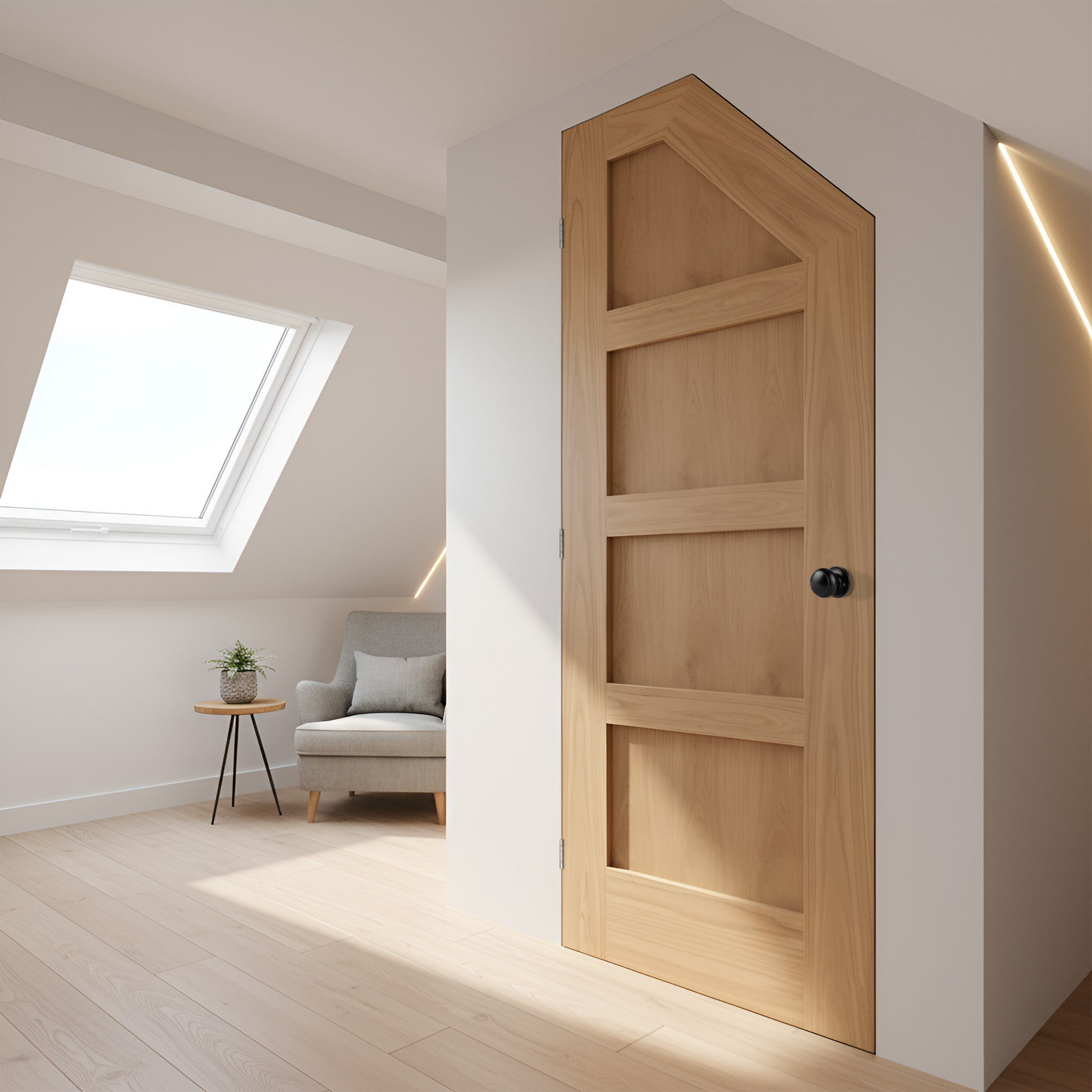 Liberty Doors Oak Internal Unfinished Shaker 4 Panel Angled Under-Stair ...