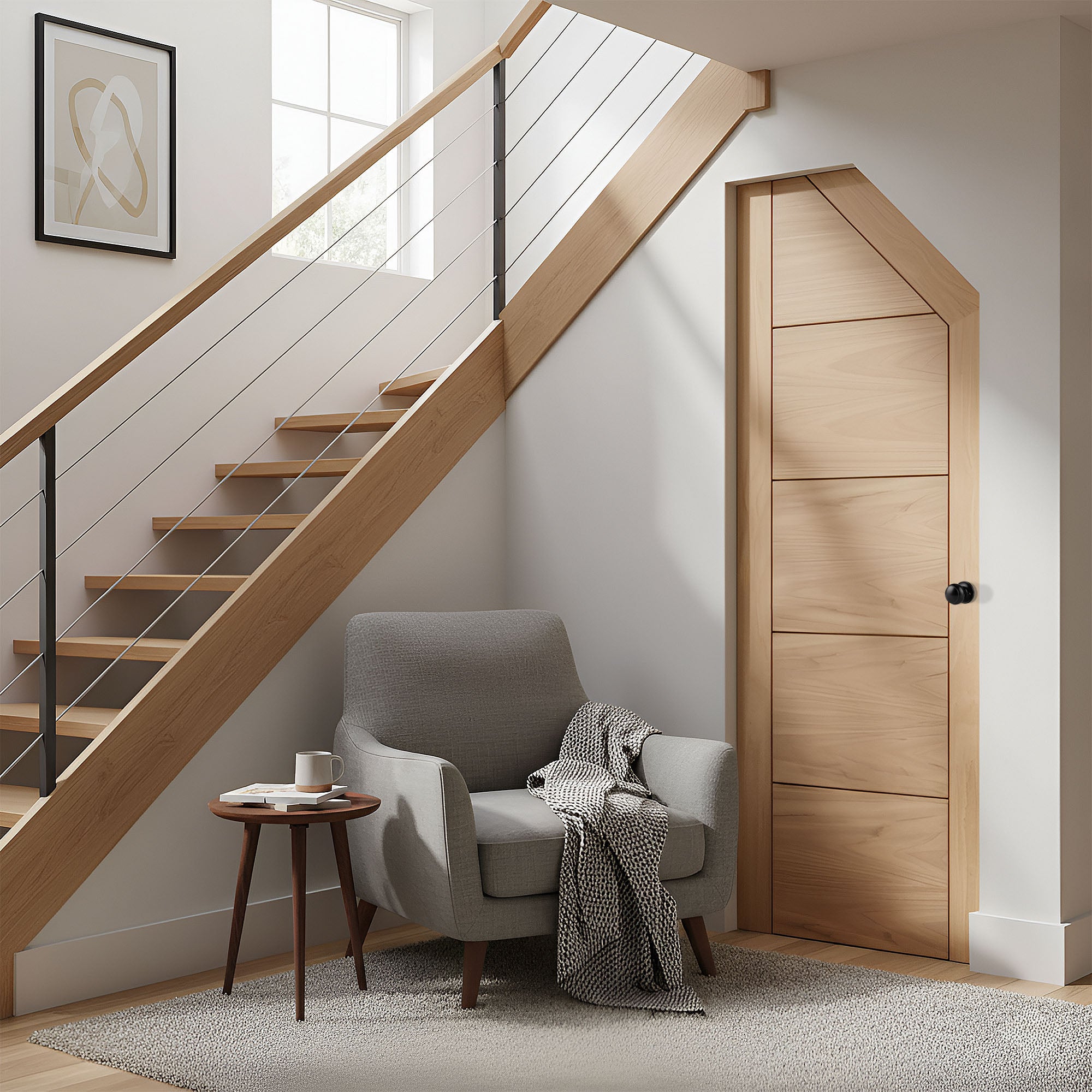 Liberty Doors Oak Internal Unfinished Parma Angled Under-Stair Made-to ...